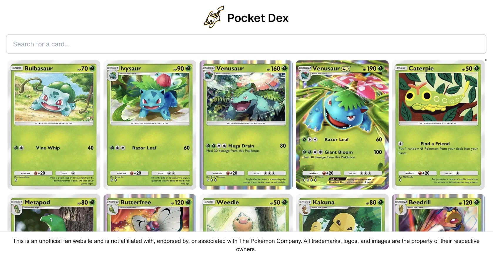 Pocket Dex: Search Pokémon TCG Pocket cards